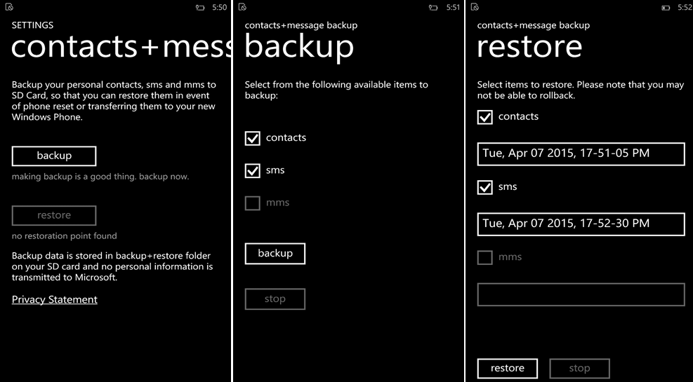 Microsoft veröffentlicht Contacts + Message Backup für Windows Phone 8.1