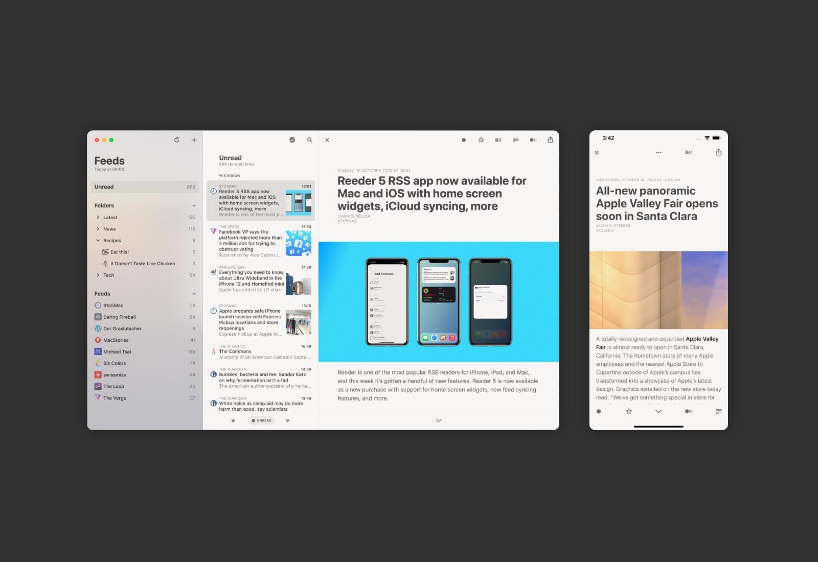 Reeder 5 für iOS und macOS veröffentlicht